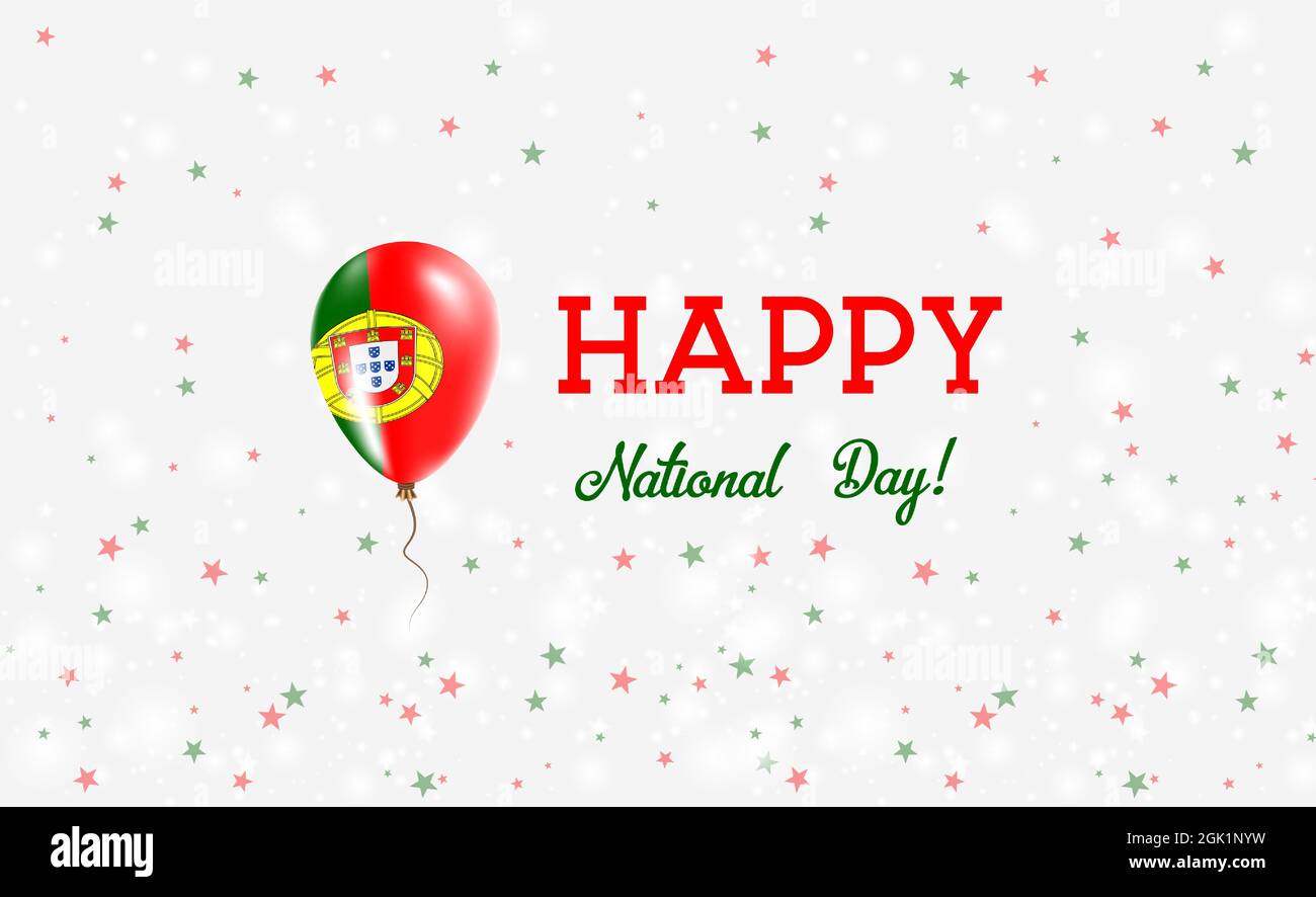 Portugal National Day patriotic poster. Flying Rubber Balloon in Colors ...