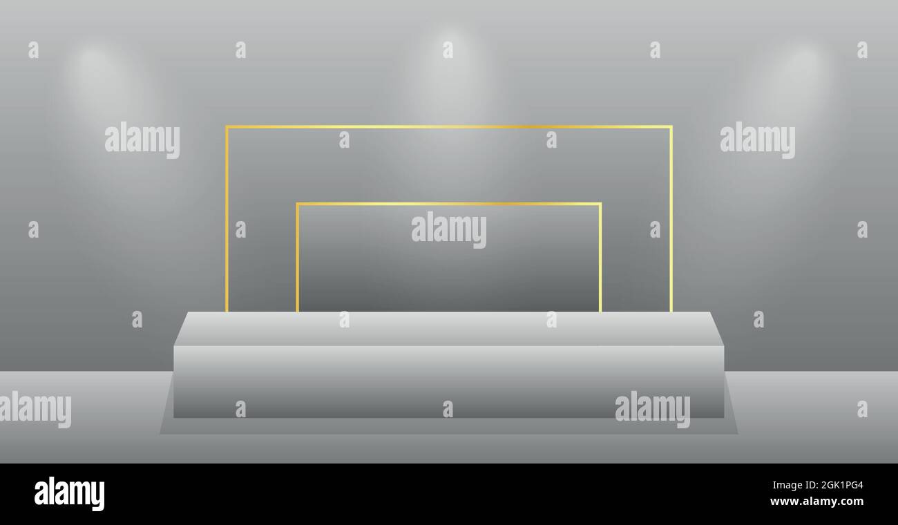 Realistic rectangular white podium in a light studio - Vector ...