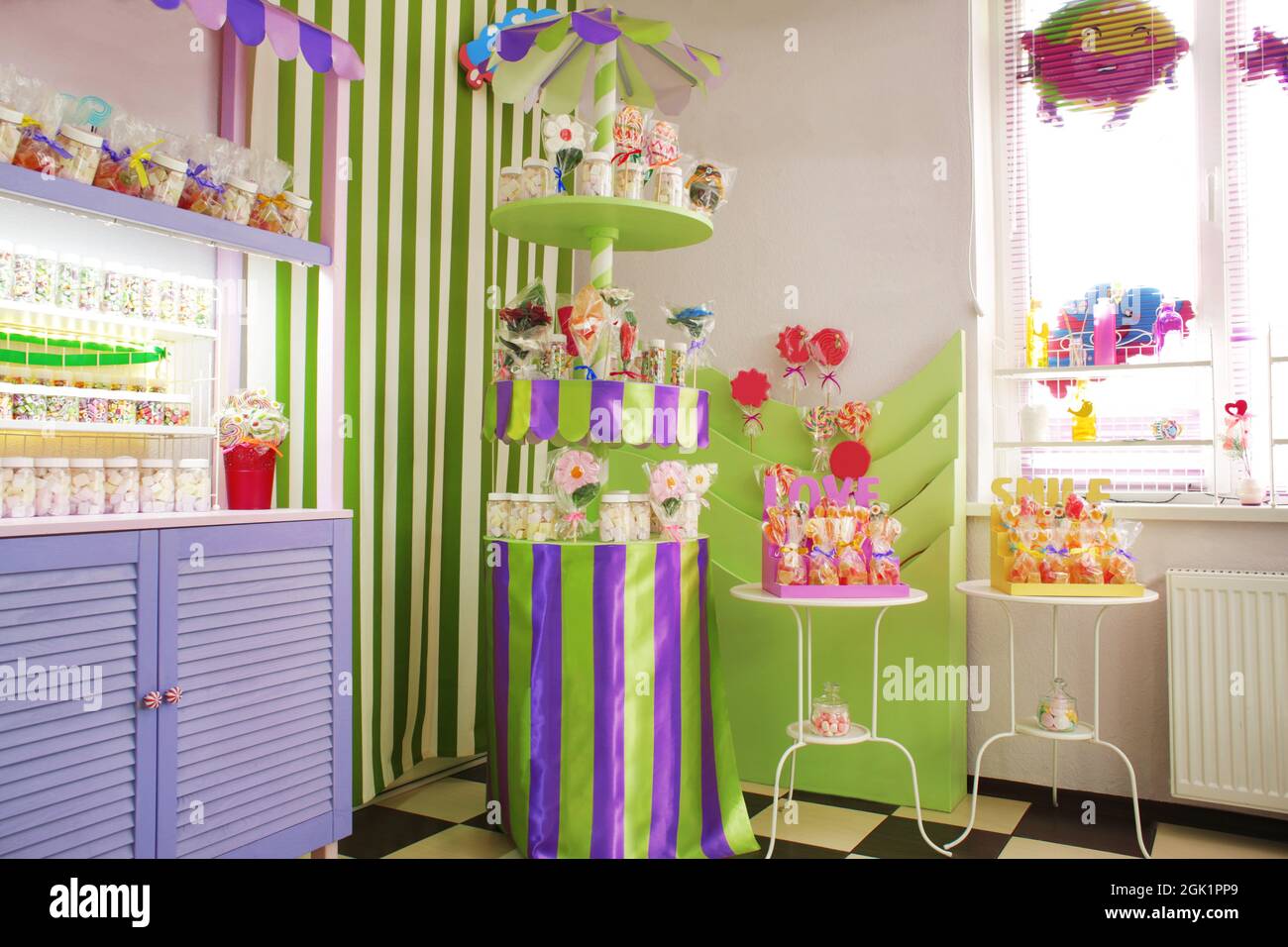 Beautiful interior of candy shop Stock Photo - Alamy