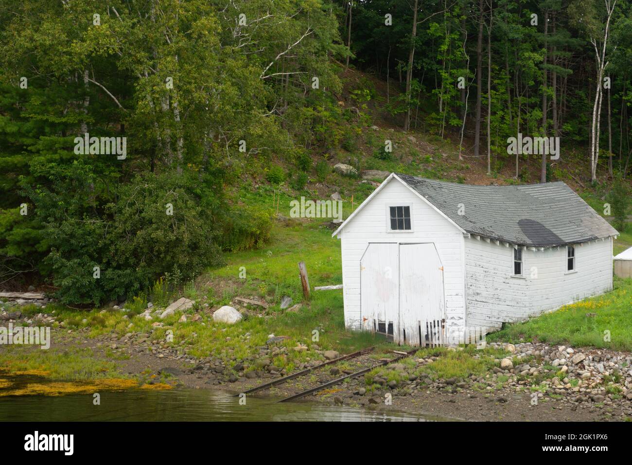 Abandoned boat house in Belfast, Maine Stock Photo - Alamy