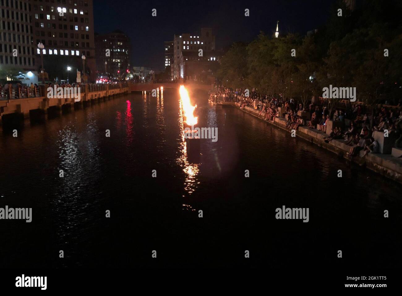 Bonfires burn during WaterFire sculpture by Barnaby Evans on three ...
