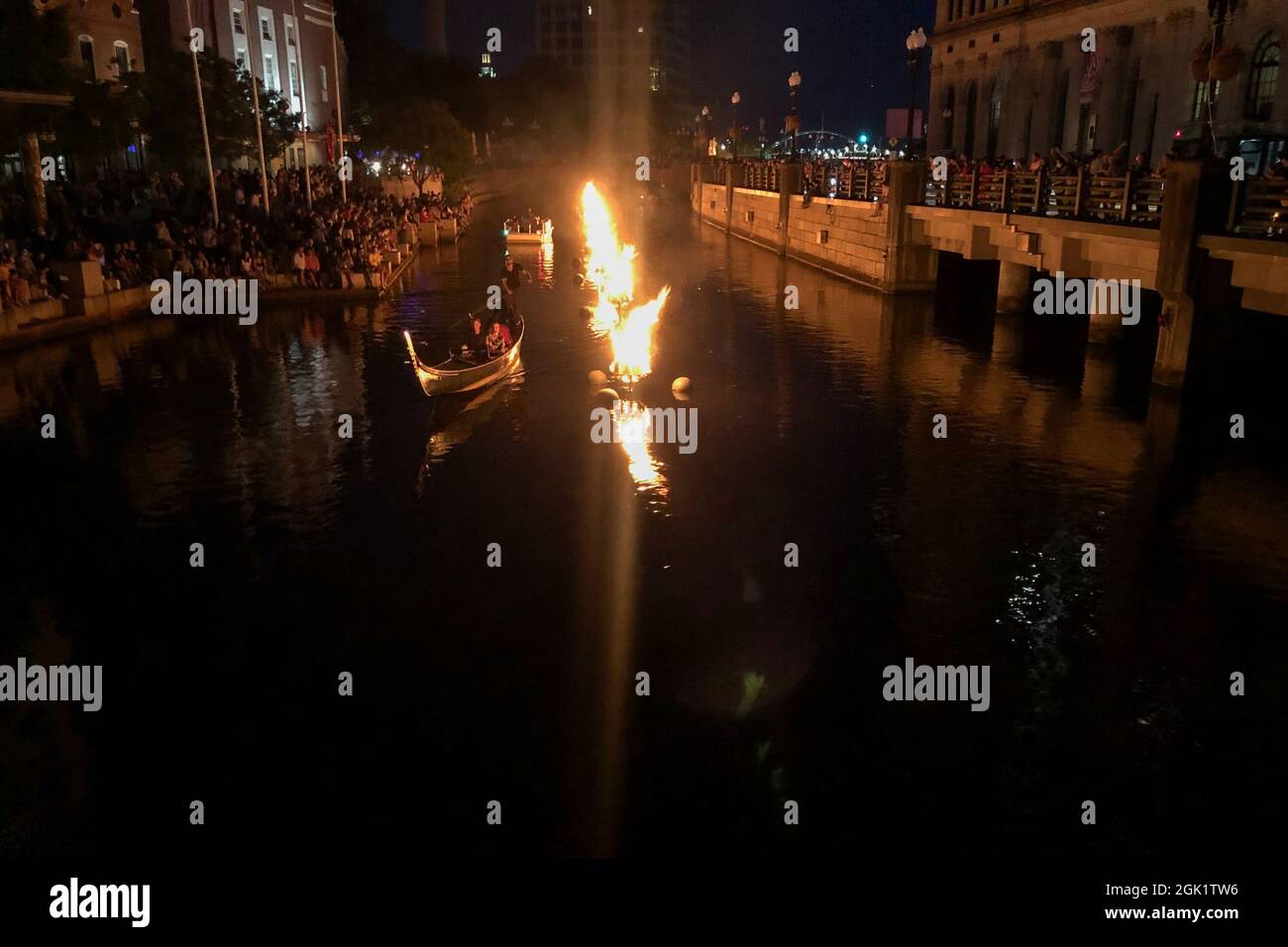 Bonfires burn during WaterFire sculpture by Barnaby Evans on three ...