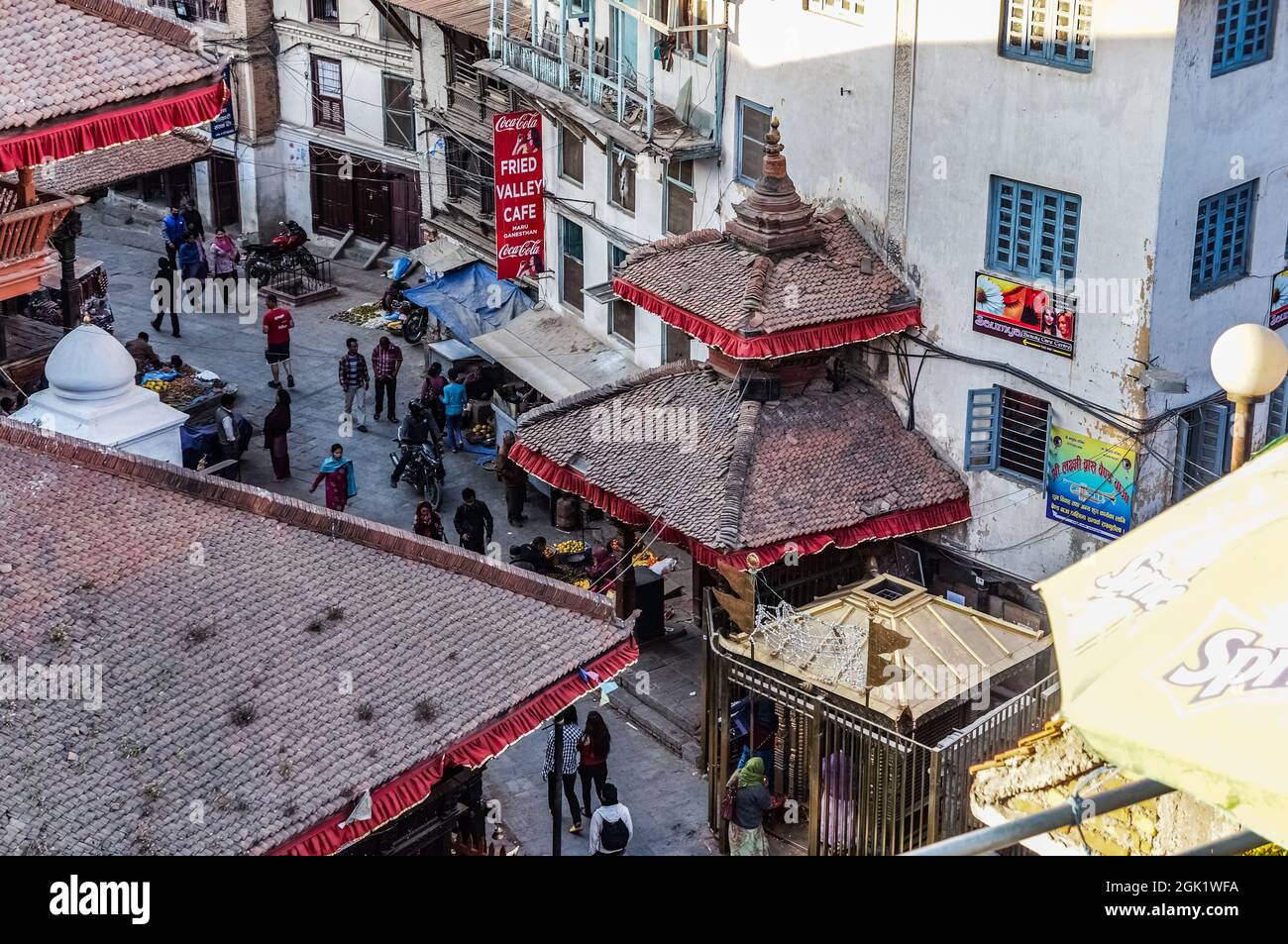 Durga temple, two-storey hindu shrine attached to a building in Maru ...