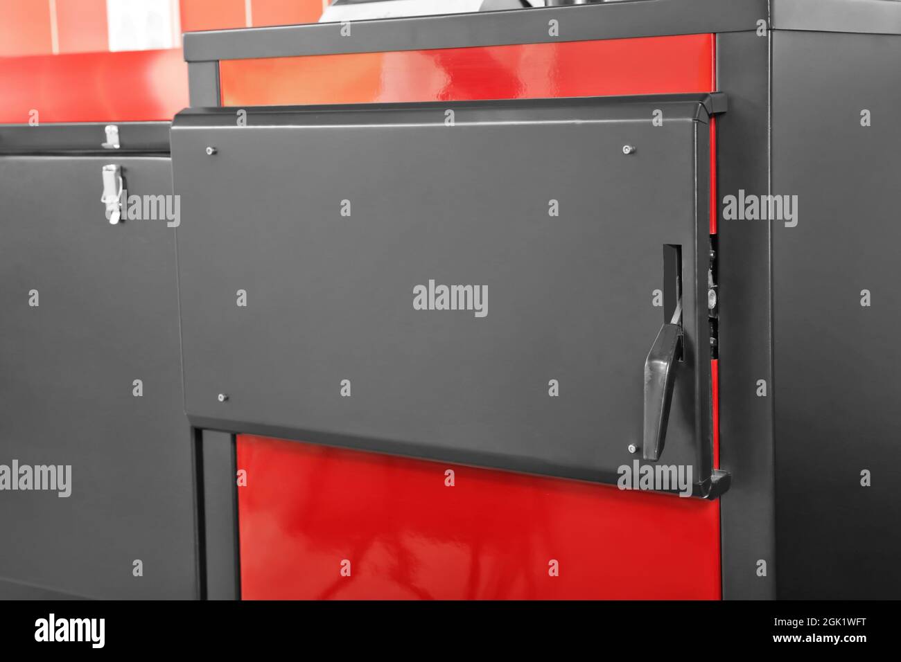 Solid fuel boiler indoors. Energy savings concept Stock Photo - Alamy