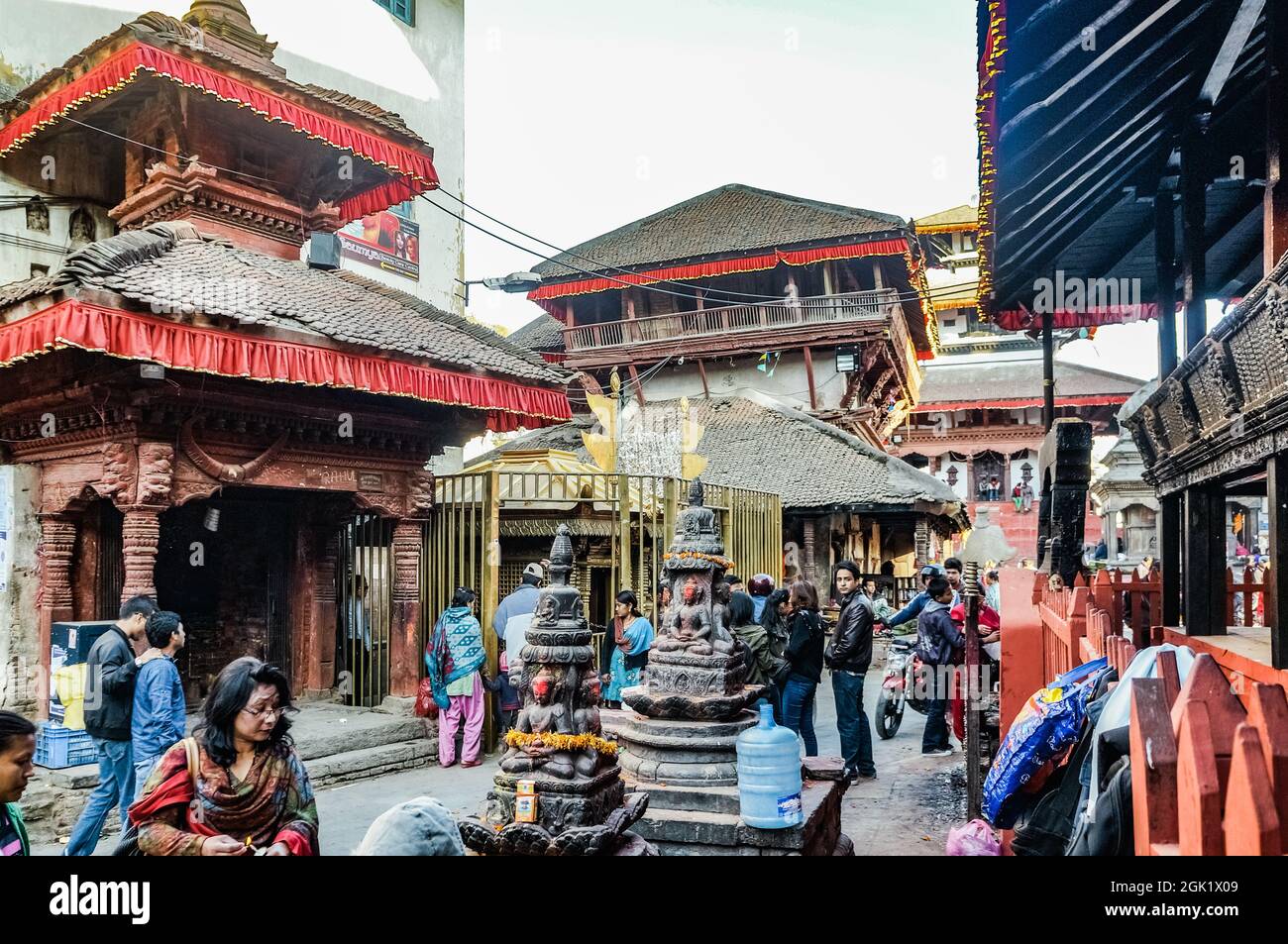 Colorful Kathmandu backstreets and temples next to the Durbar Square ...