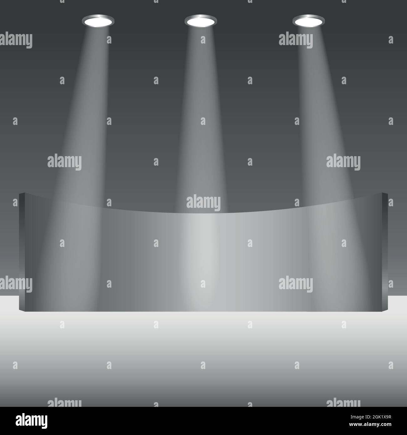 Realistic light studio with spotlights lighting - Vector illustration ...