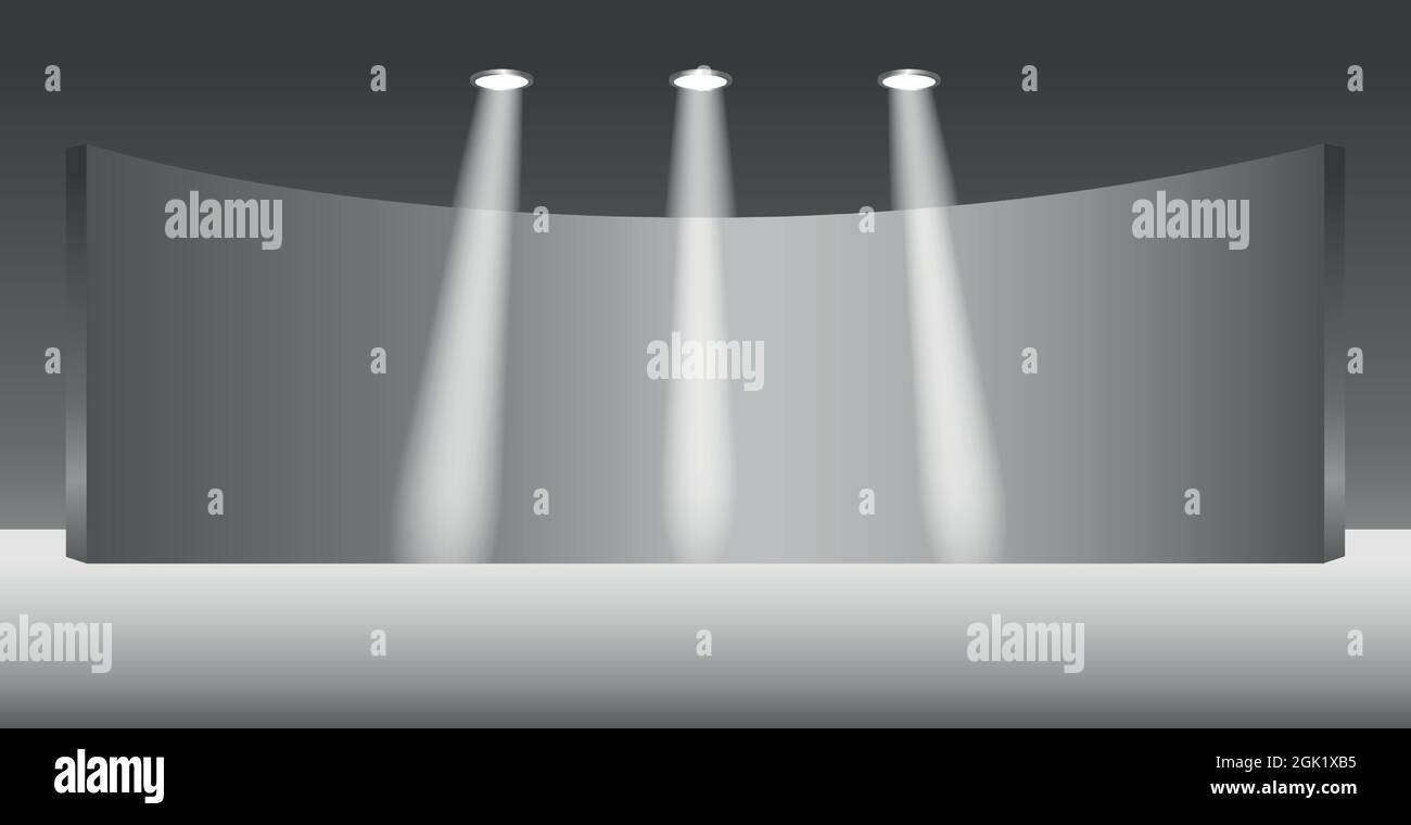 Realistic light studio with spotlights lighting - Vector illustration ...