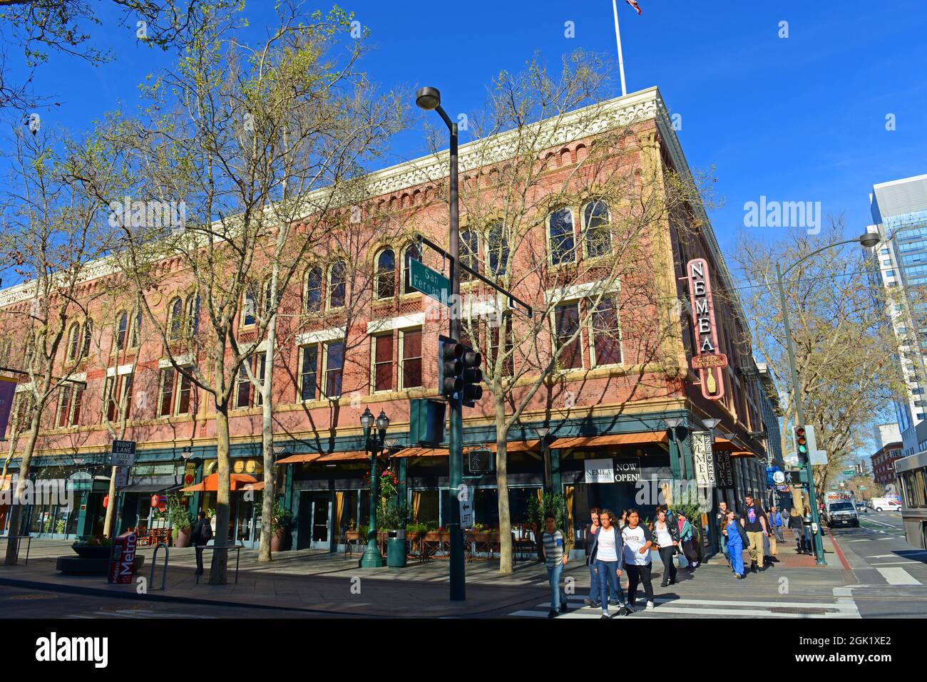 San Jose downtown cityscape. Historic commercial building at ...