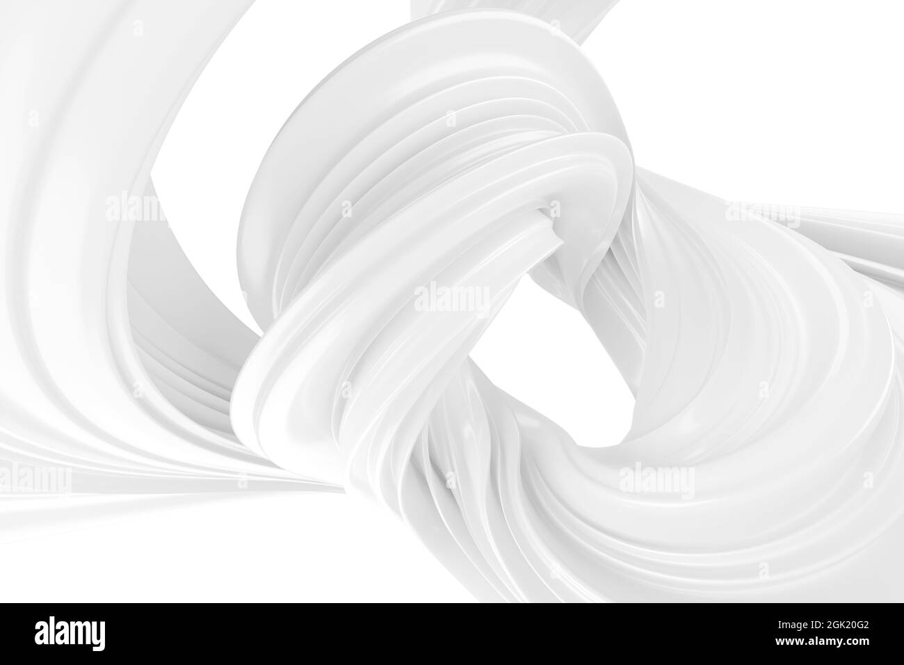 White abstract twisted brush stroke. Bright curl, artistic spiral ...