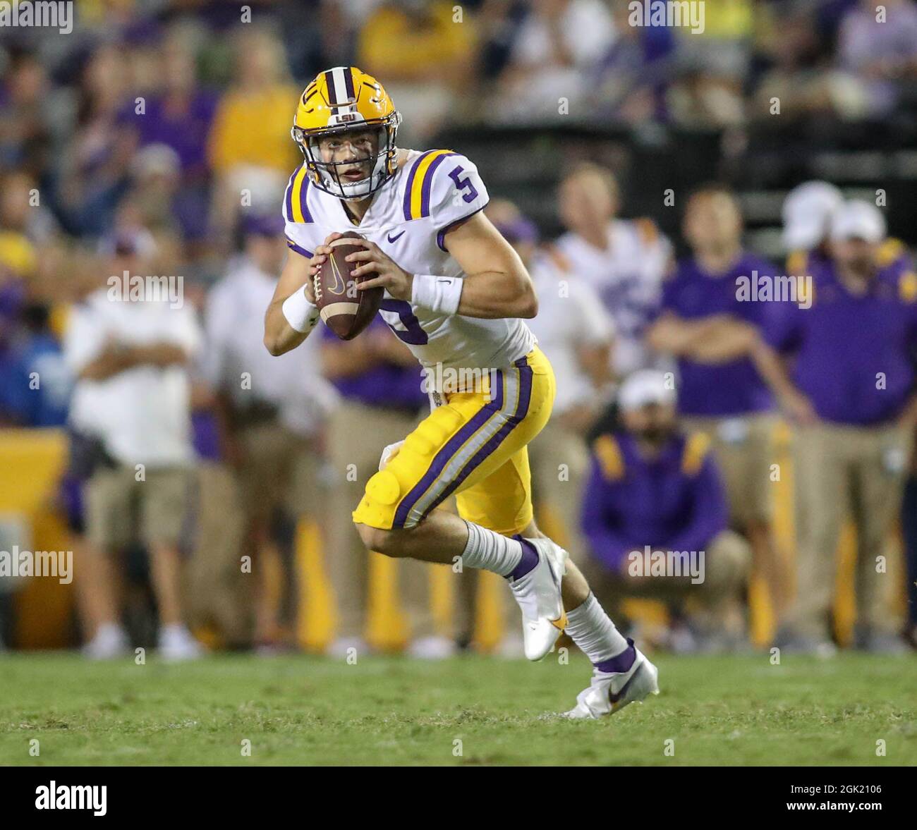 Baton Rouge, LA, USA. 11th Sep, 2021. LSU quarterback Garrett Nussmeier ...