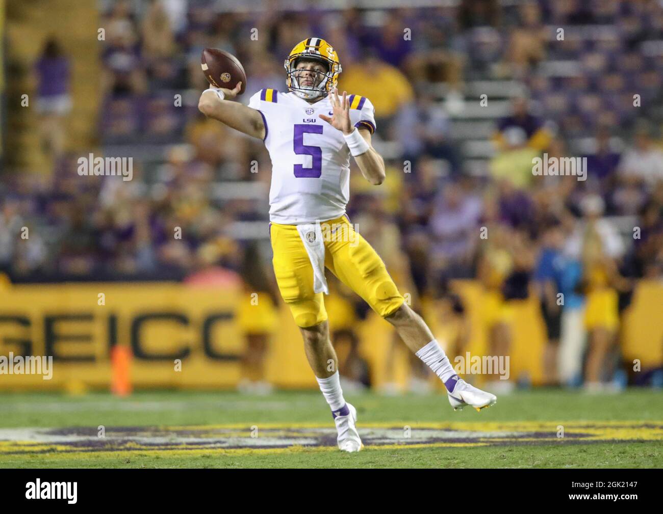 Baton Rouge, LA, USA. 11th Sep, 2021. LSU quarterback Garrett Nussmeier ...