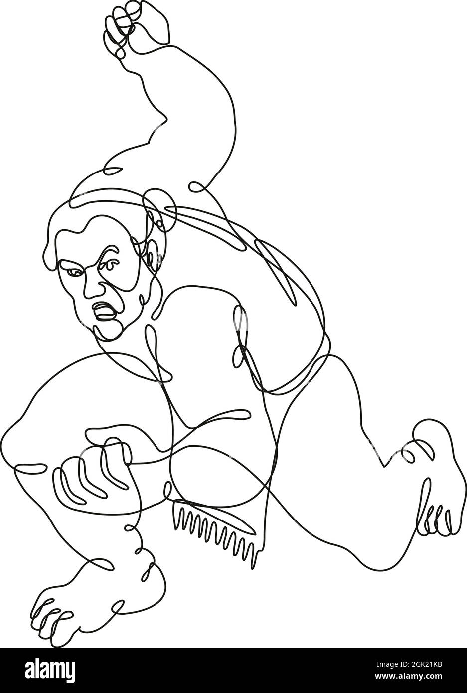 Continuous line drawing illustration of a sumo wrestler or rikishi in ...