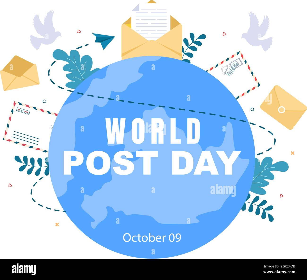 World Post Day Background Which is Celebrated on October 9 with Mail ...