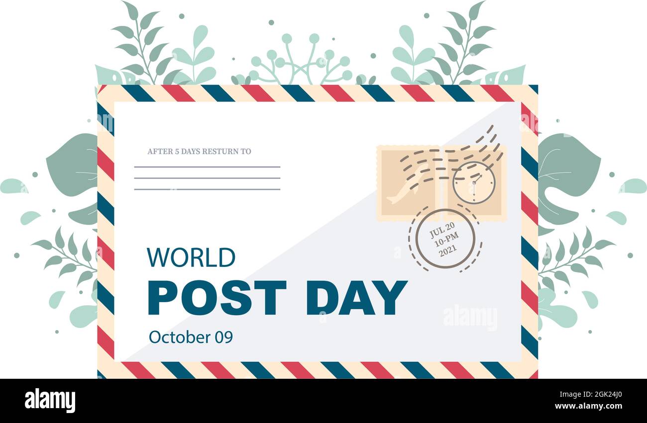 World Post Day Background Which is Celebrated on October 9 with Mail ...