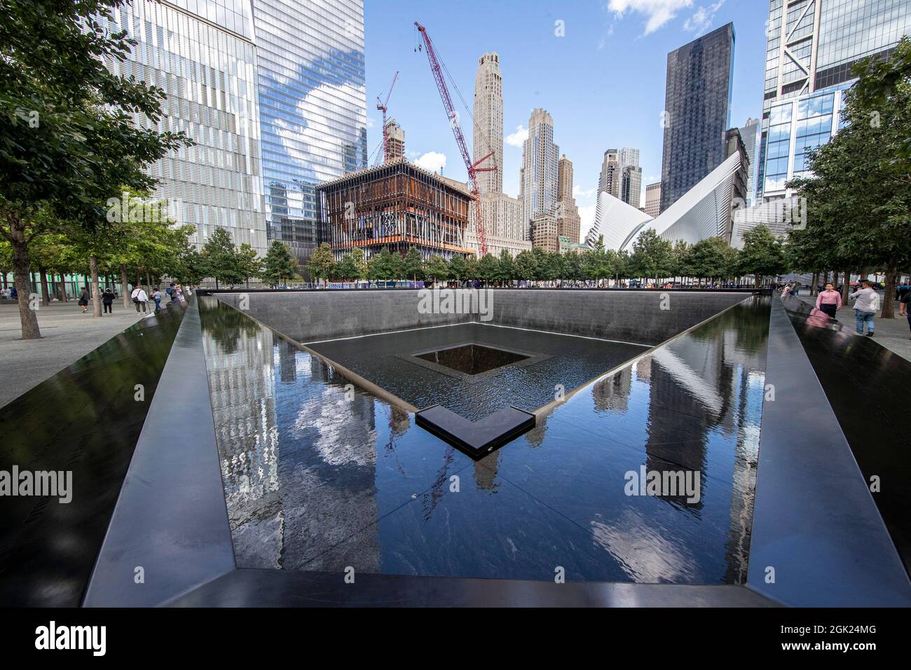 A view of Lower Manhattan from one of two reflecting pools at the ...