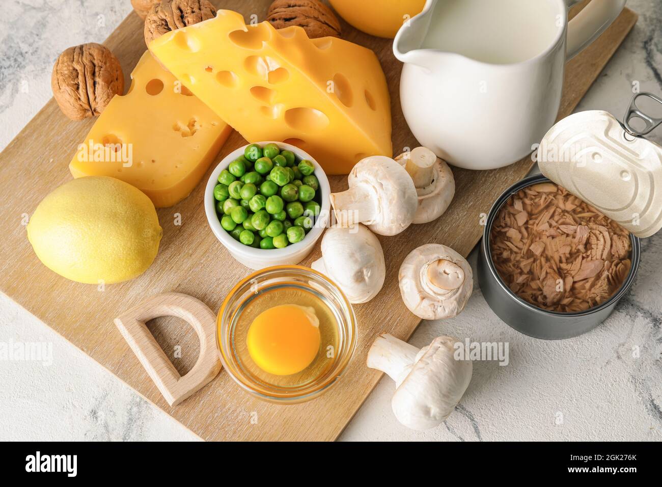 Letter D and different healthy products on light background Stock Photo ...