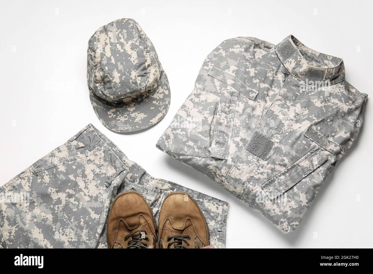 Military uniform on white background Stock Photo - Alamy