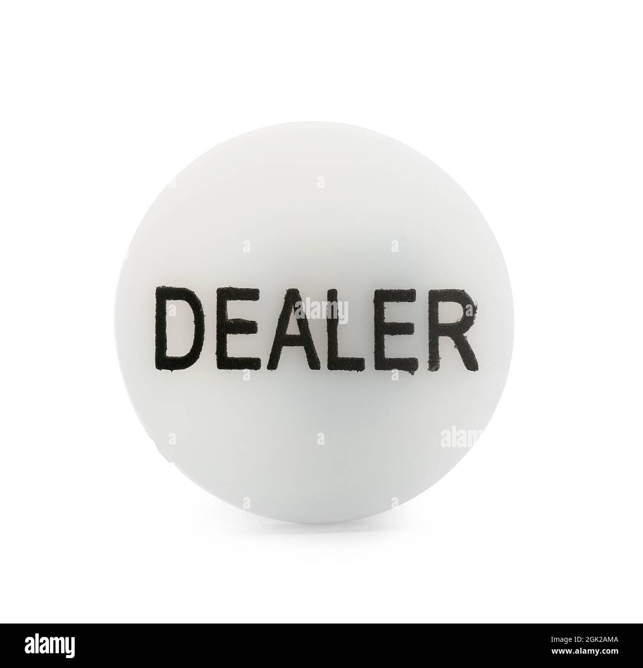Poker DEALER chip on white background Stock Photo - Alamy