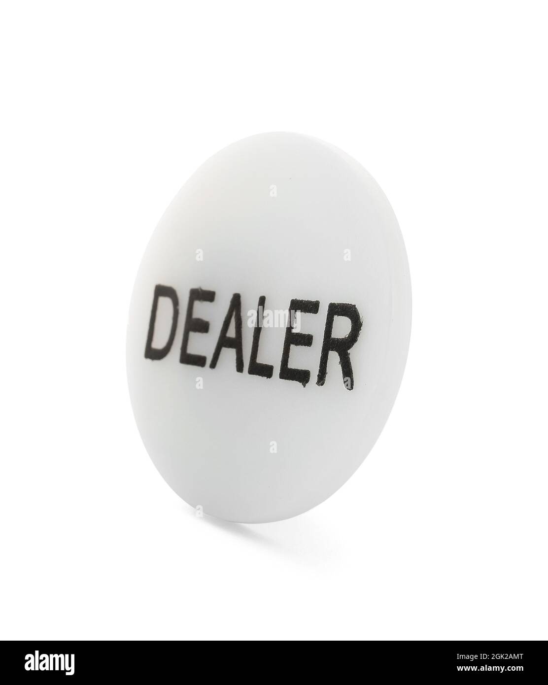 Poker DEALER chip on white background Stock Photo - Alamy