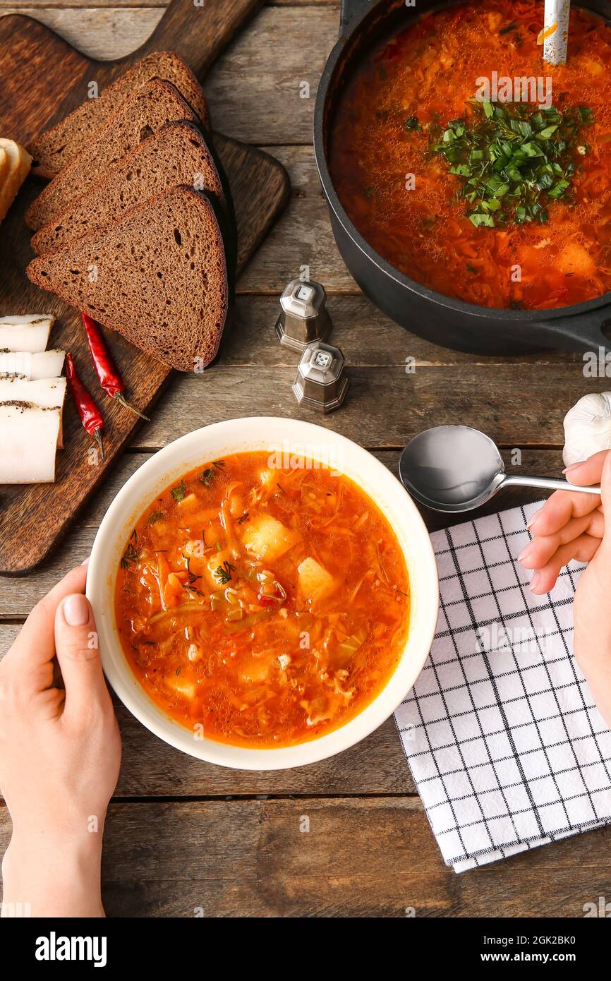 Woman eat borscht on hi-res stock photography and images - Alamy