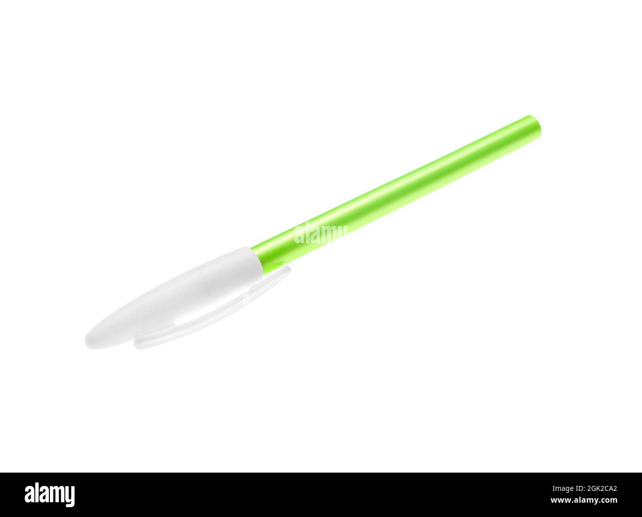 Green ball-point pen on white background Stock Photo - Alamy