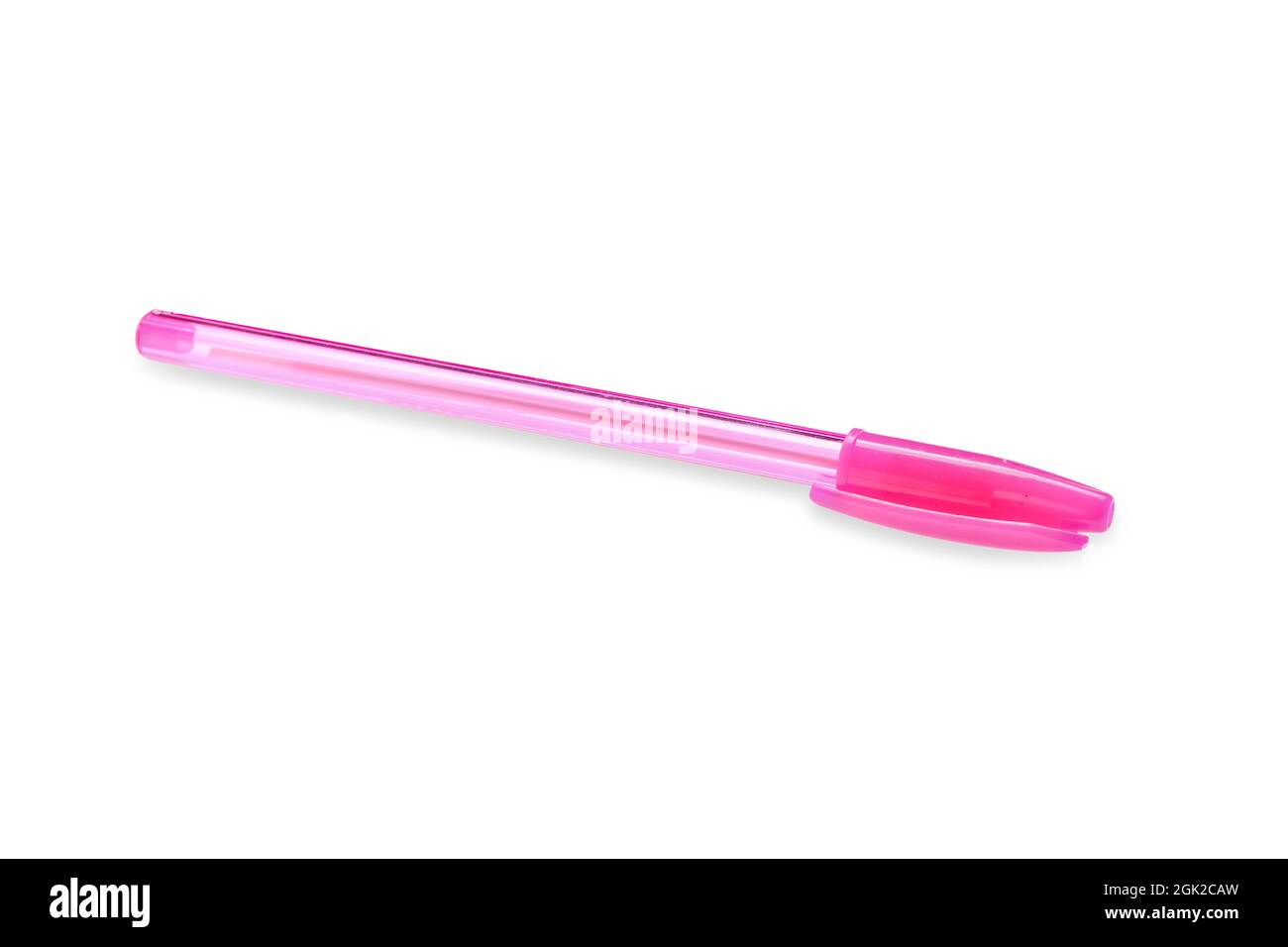 Pink ball-point pen on white background Stock Photo - Alamy