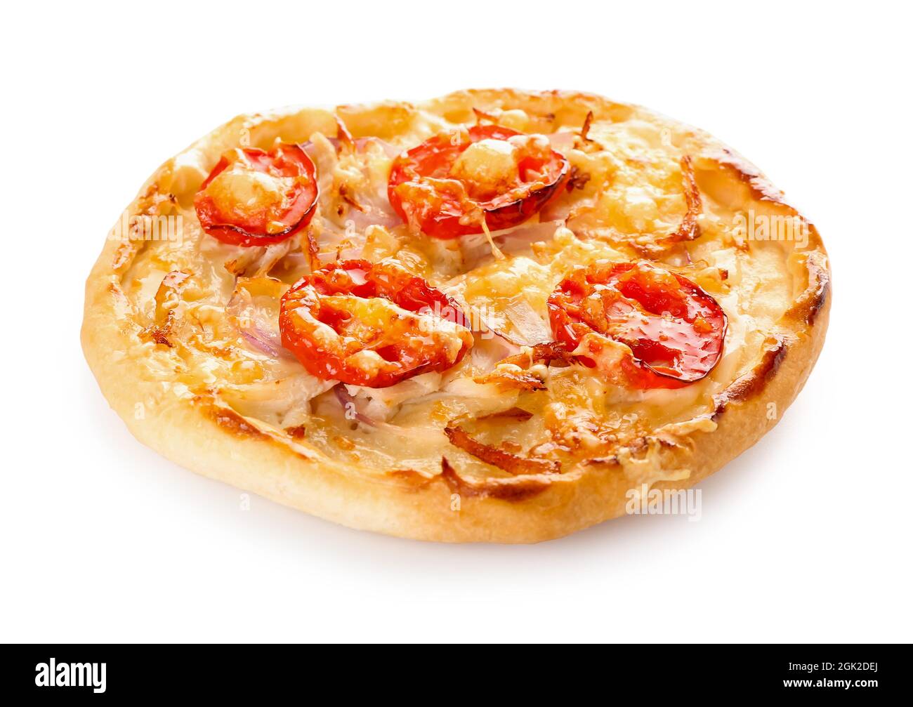 Tasty mini pizza on white background Stock Photo - Alamy