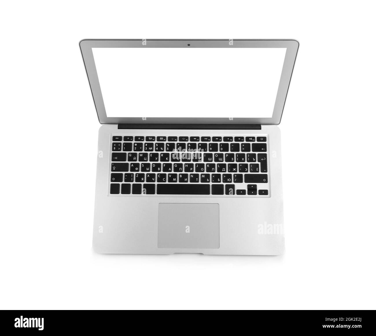 Modern laptop on white background Stock Photo - Alamy