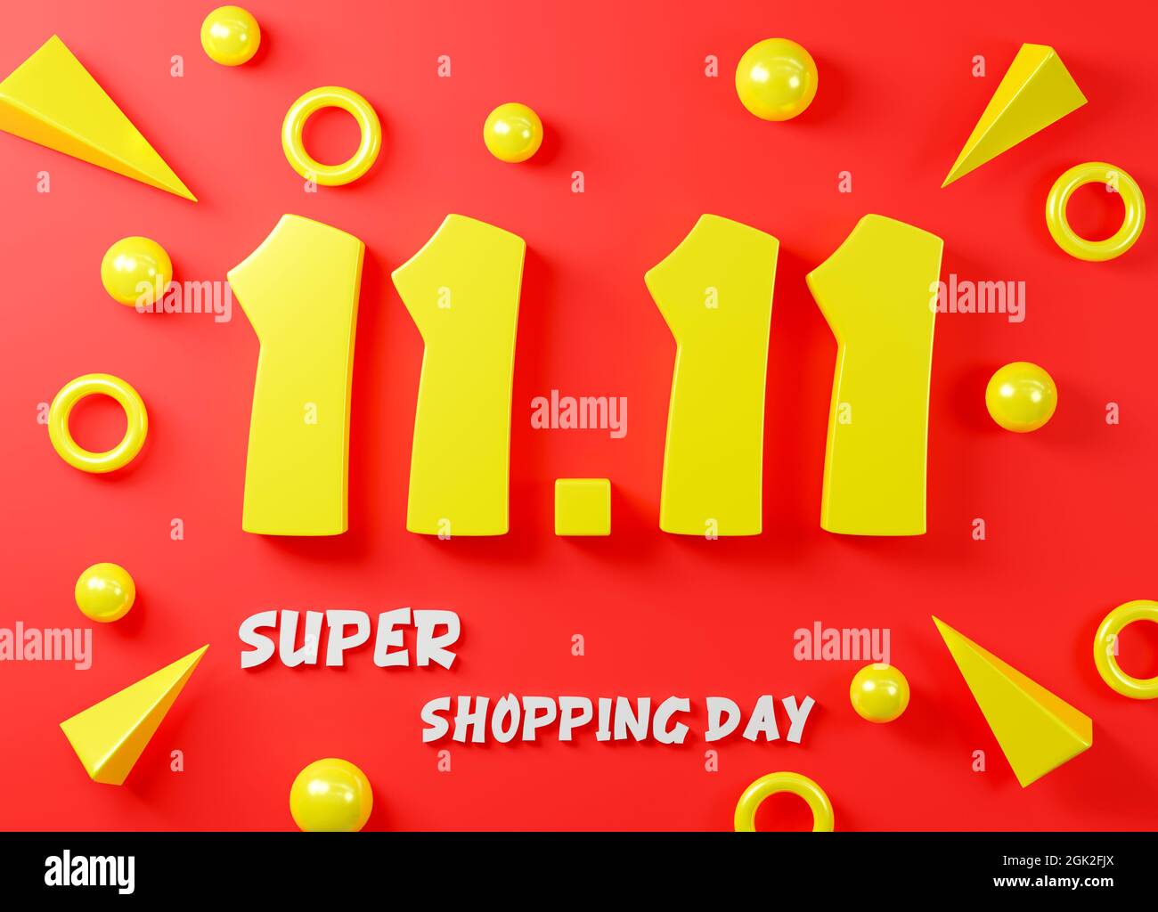 11.11 Single day sale festival concept. Banner yellow 11.11 number on ...