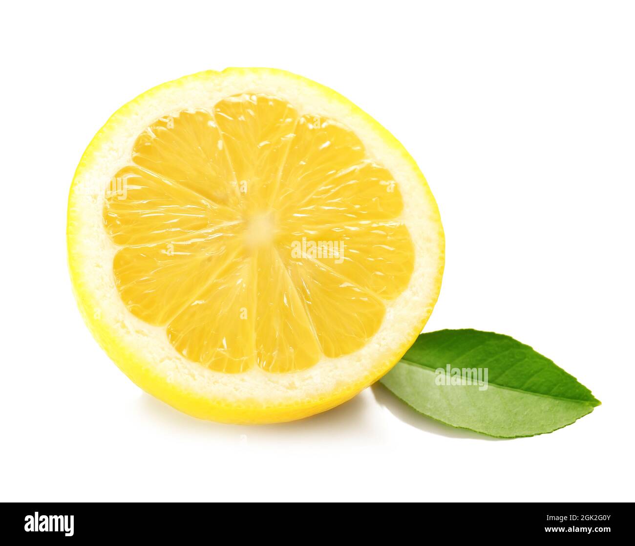 Half of fresh lemon on white background Stock Photo - Alamy