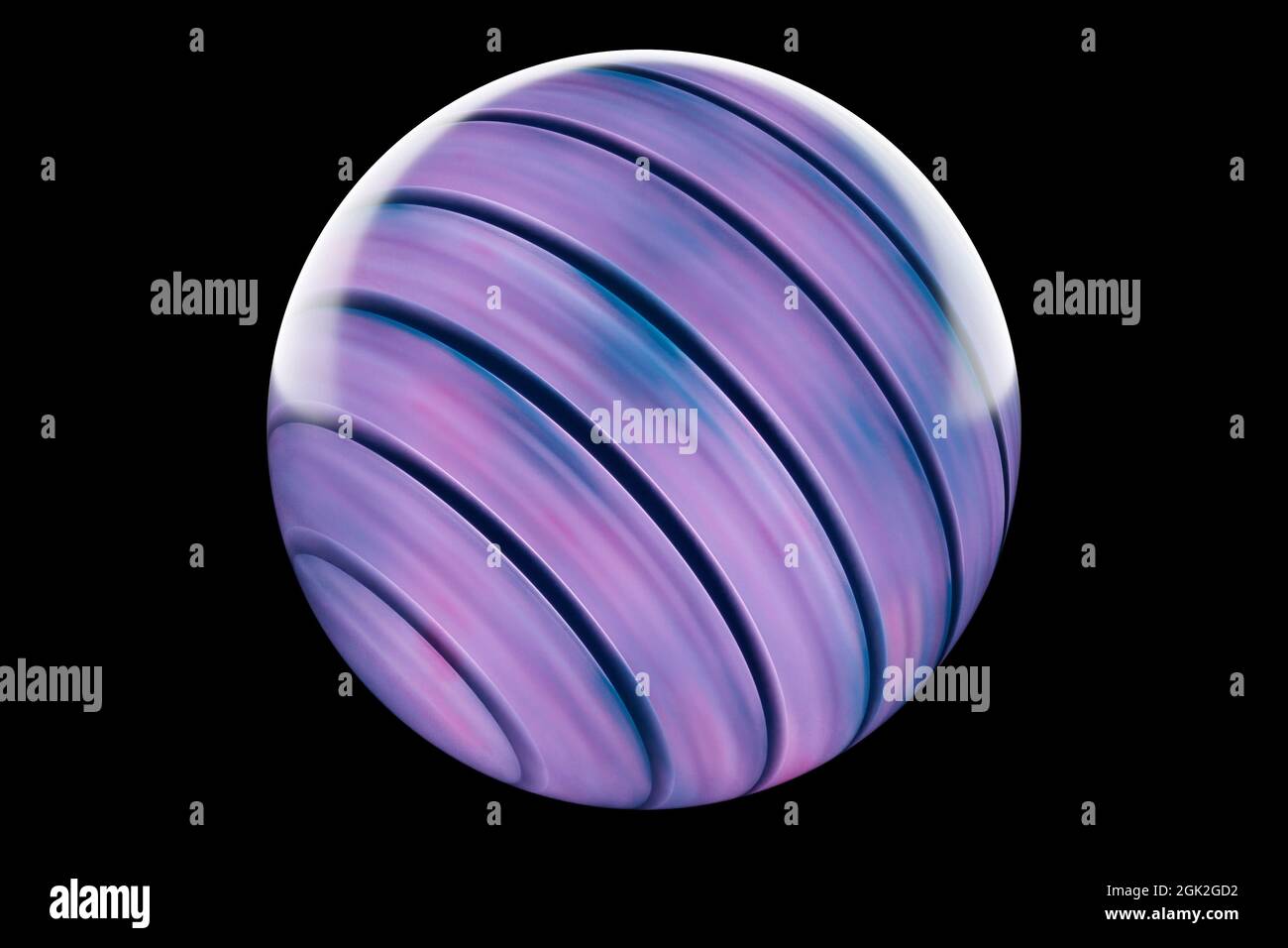 3d illustration geometric volumetric figure blue-purple ball with a ...