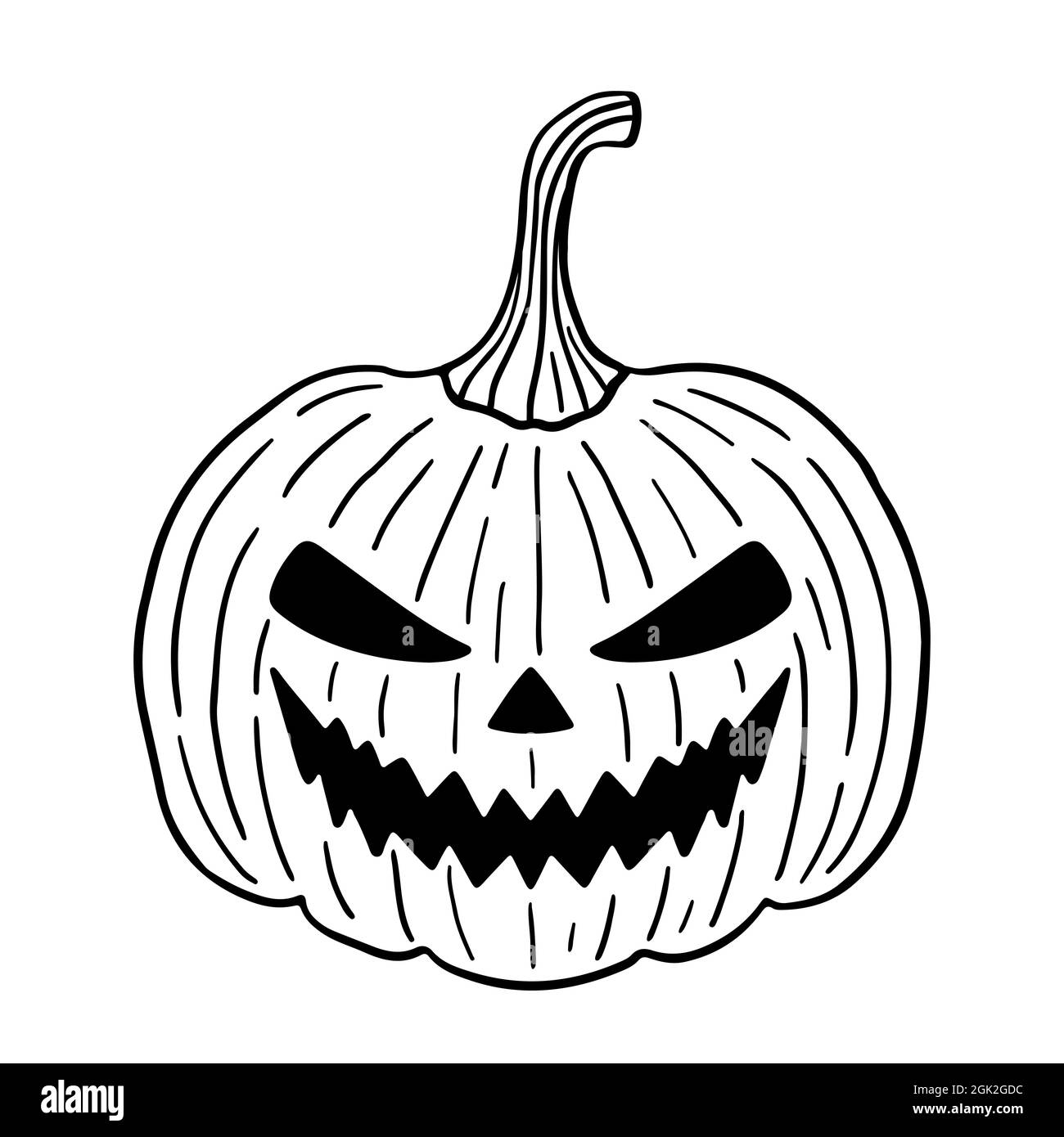 Spooky Halloween pumpkin isolated on white background. Creepy and scary ...