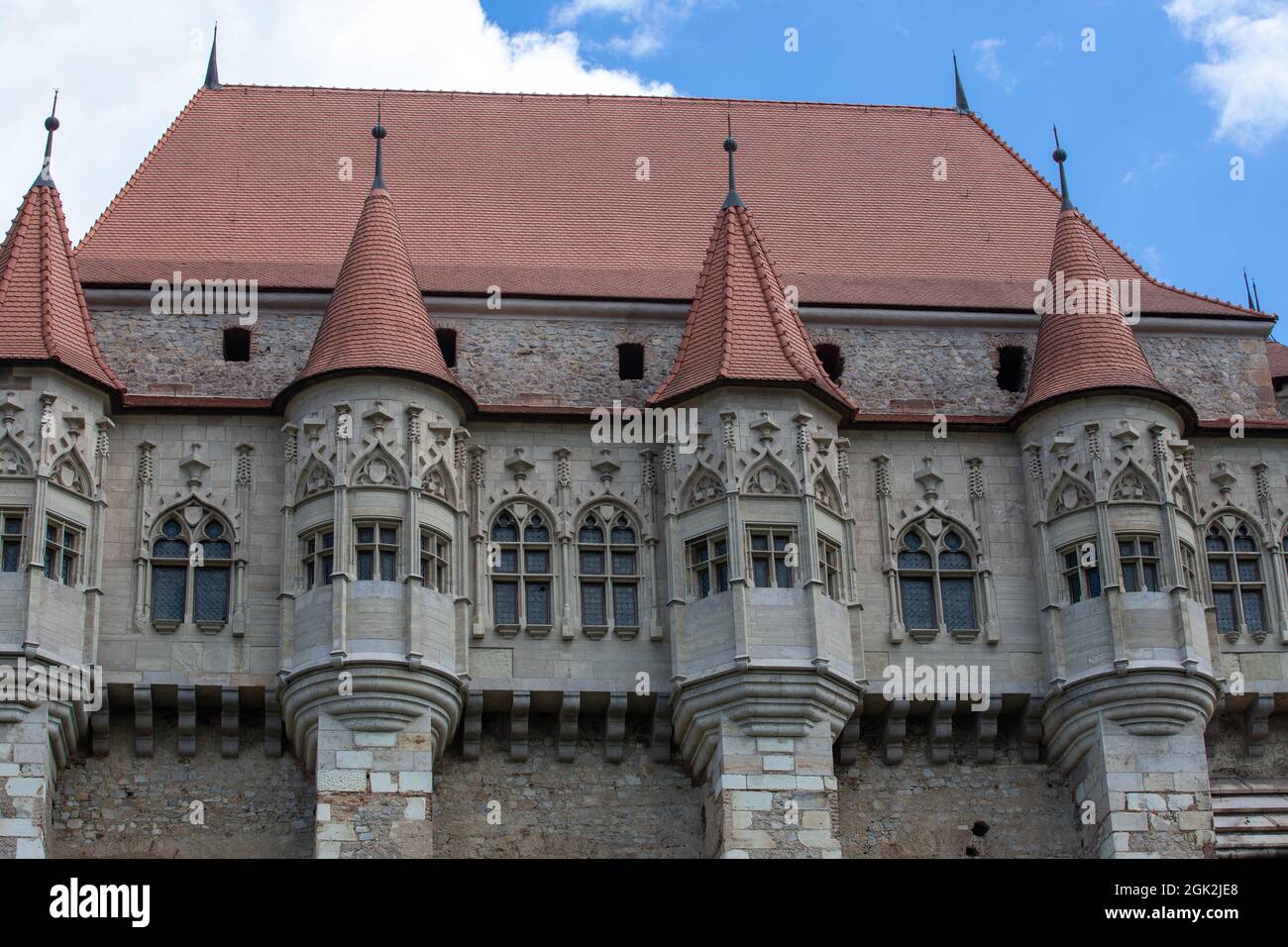 Architectural details of the Corvin Castle in Hunedoara, Romania Stock ...