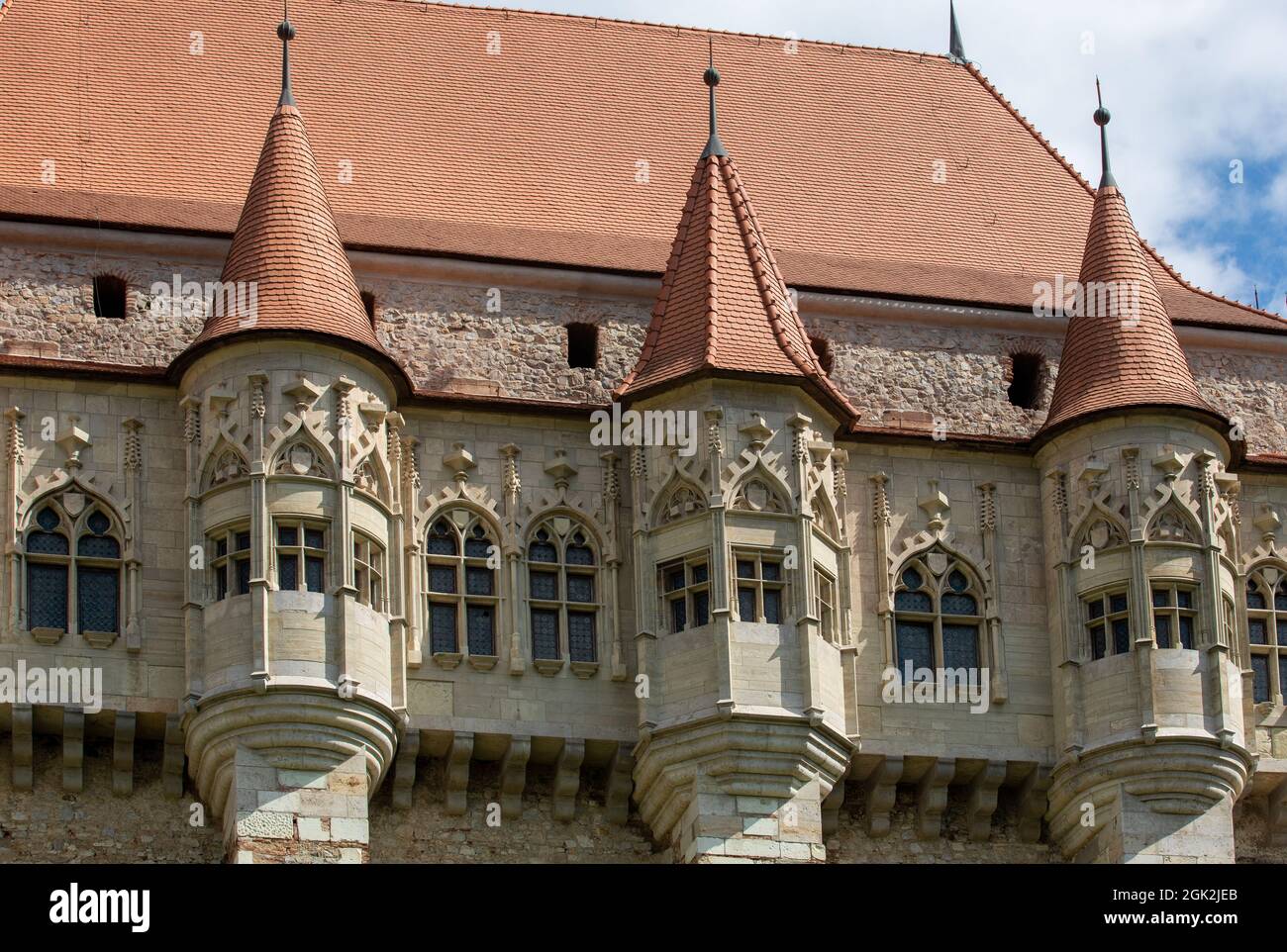 Architectural details of the Corvin Castle in Hunedoara, Romania Stock ...