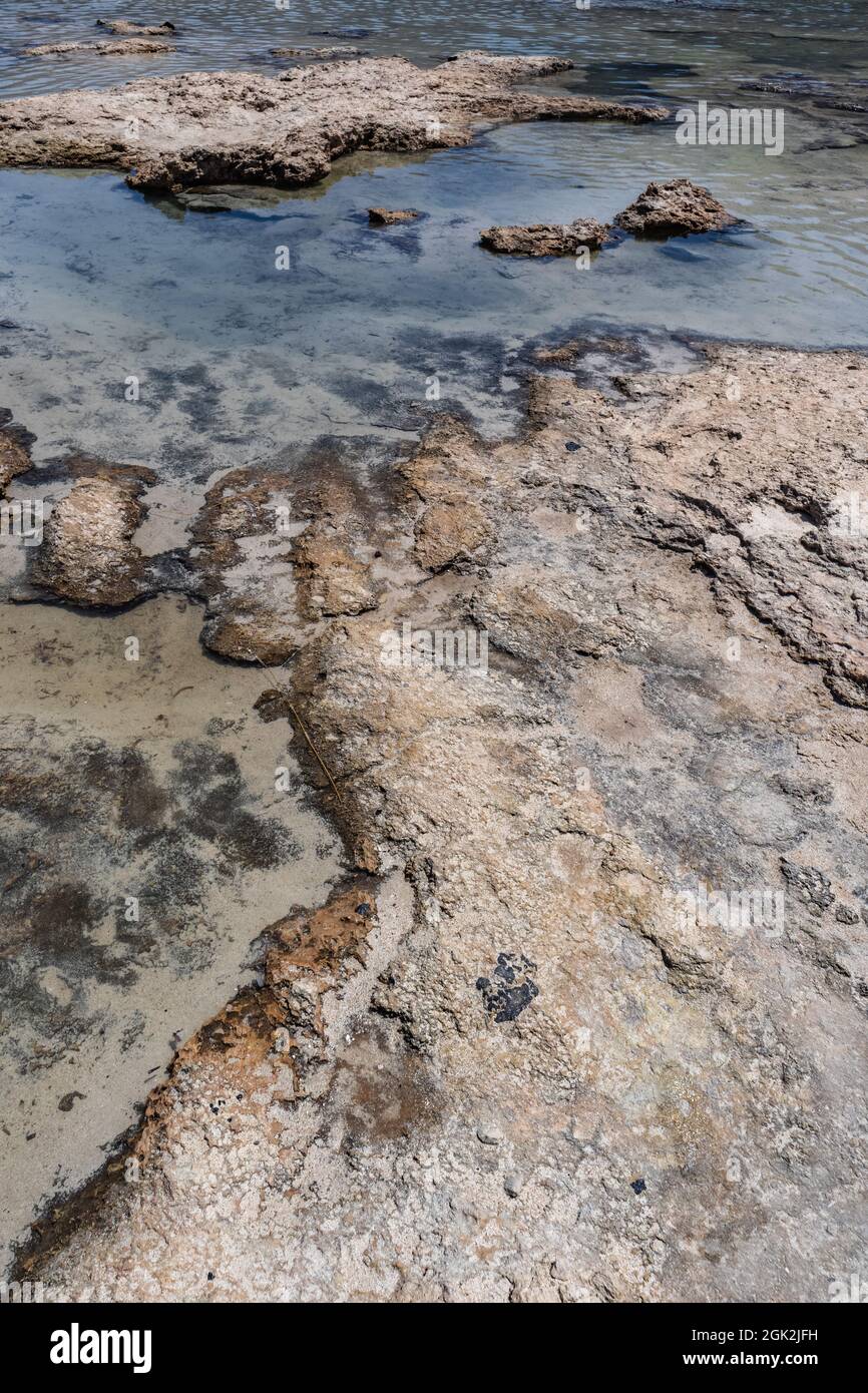 Vertical natural view of the soil geological formation on the ocean's ...