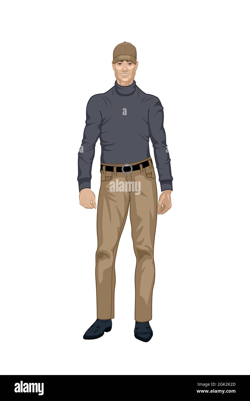 2d illustration of an elegant man - Portrait of a fashionably dressed ...