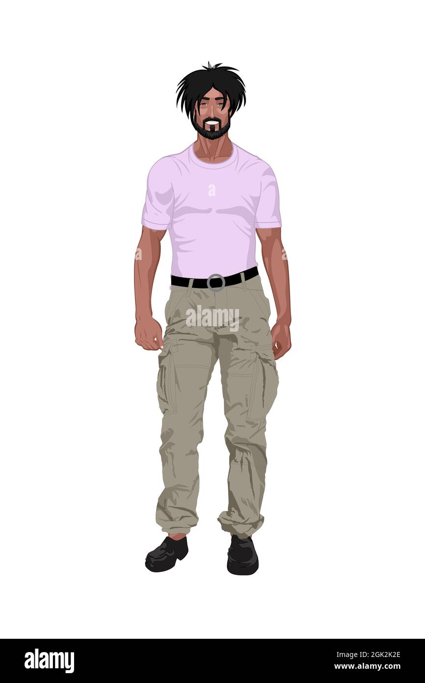 2d illustration of an elegant man - Portrait of a fashionably dressed ...