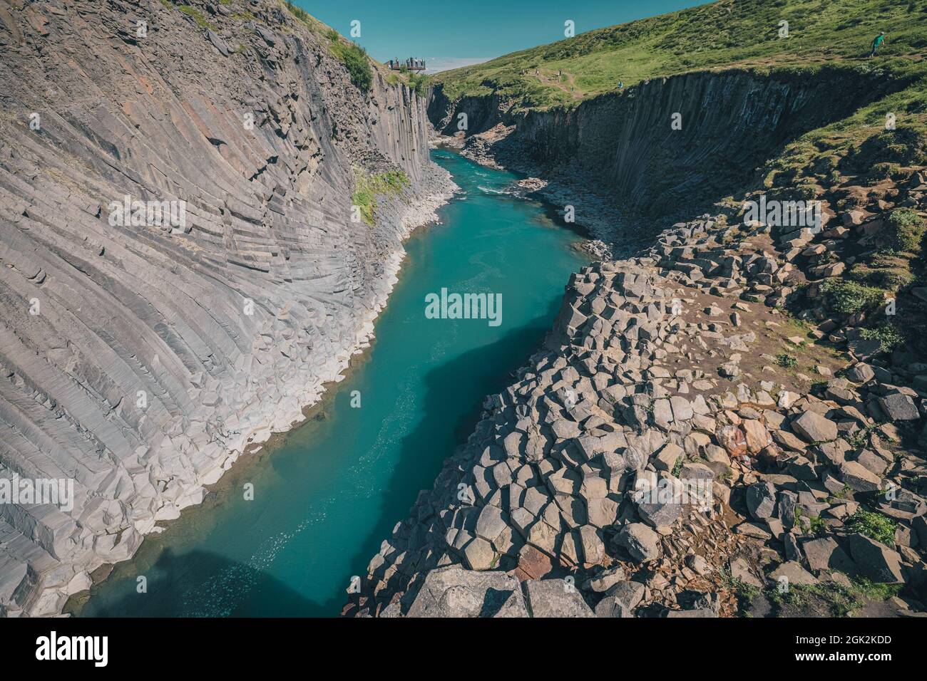 Amazing Studlagil canyon with high basalt columns in Iceland on a ...