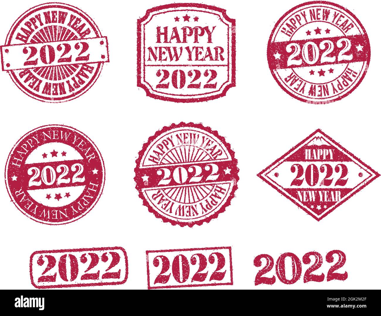2022 New year rubber stamp illustration set Stock Vector Image & Art ...