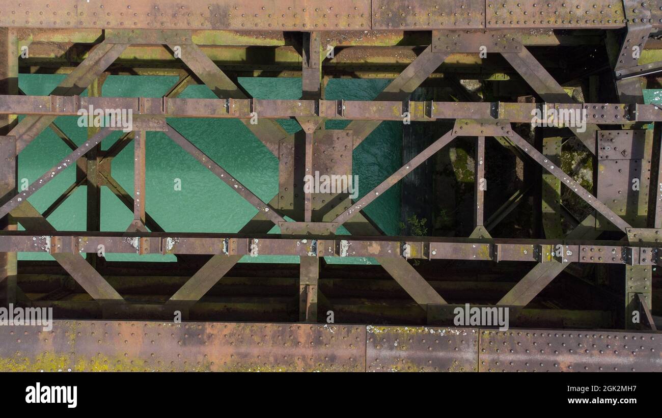 Old deserted and dangerous railway bridge in Dravograd, once important ...