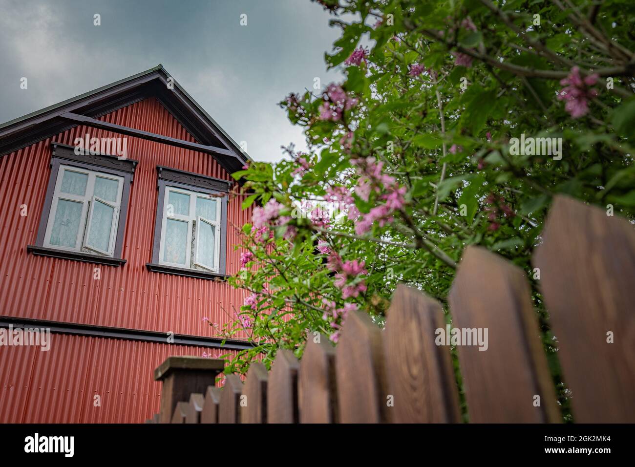 Typical house with red facade seen on most icelandic houses in ...