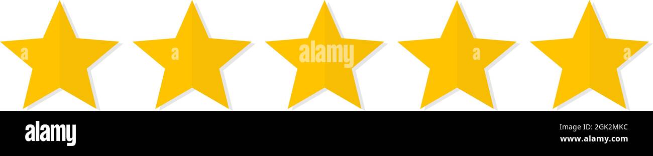RATING ICON FIVE YELLOW STARS WITH SHADOW Stock Vector Image & Art - Alamy