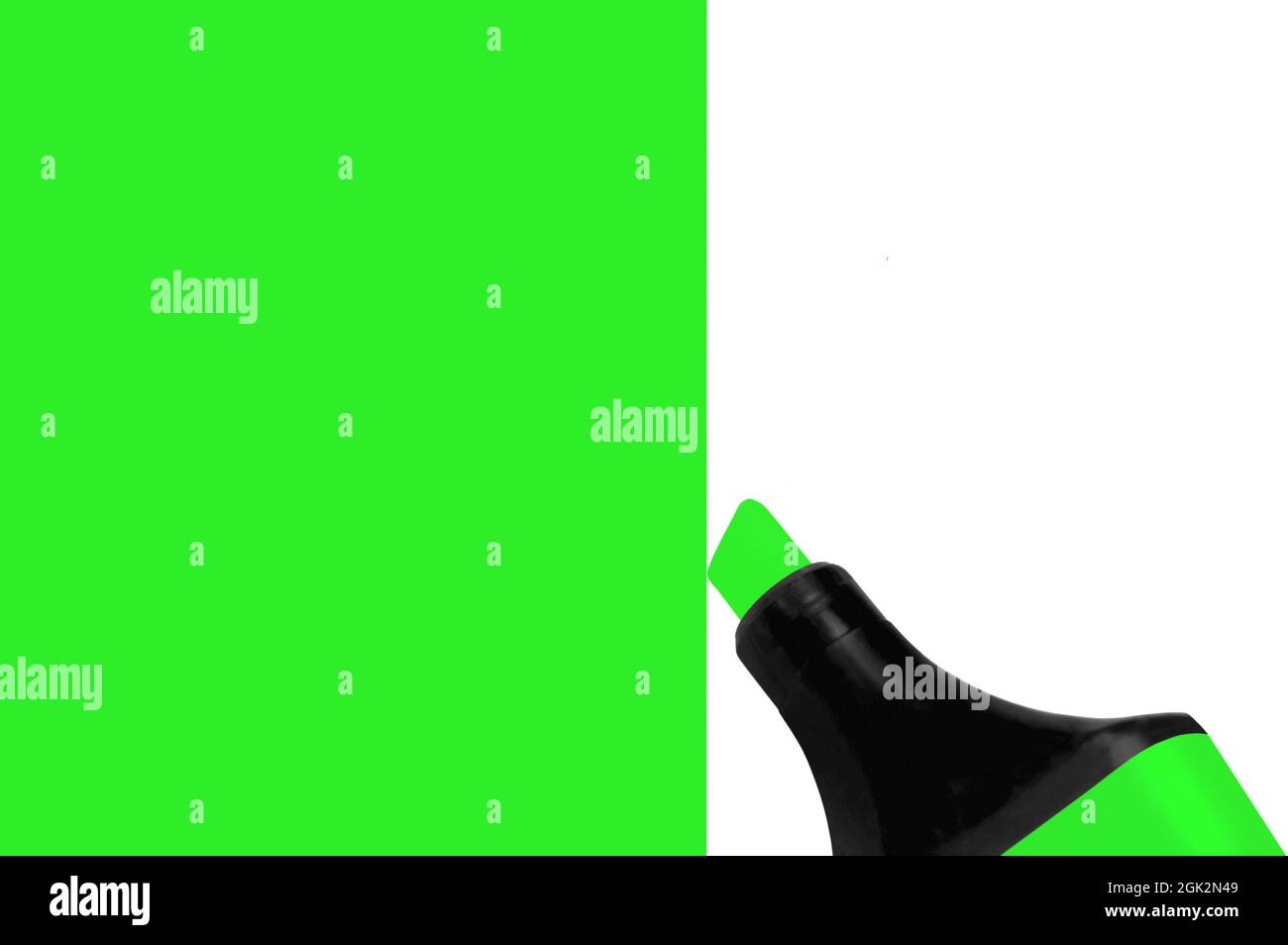 Bright electric fluorescent neon green felt tip pen marker highlighter ...