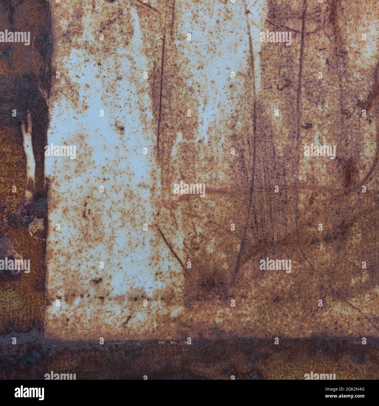 Old light blue painted grey rusty rustic rust iron metal frame ...