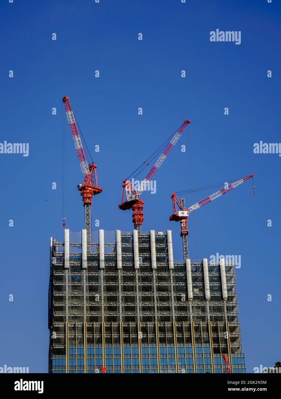 Tokyo, Japan - Oct 3, 2019. Building crane on construction site with ...