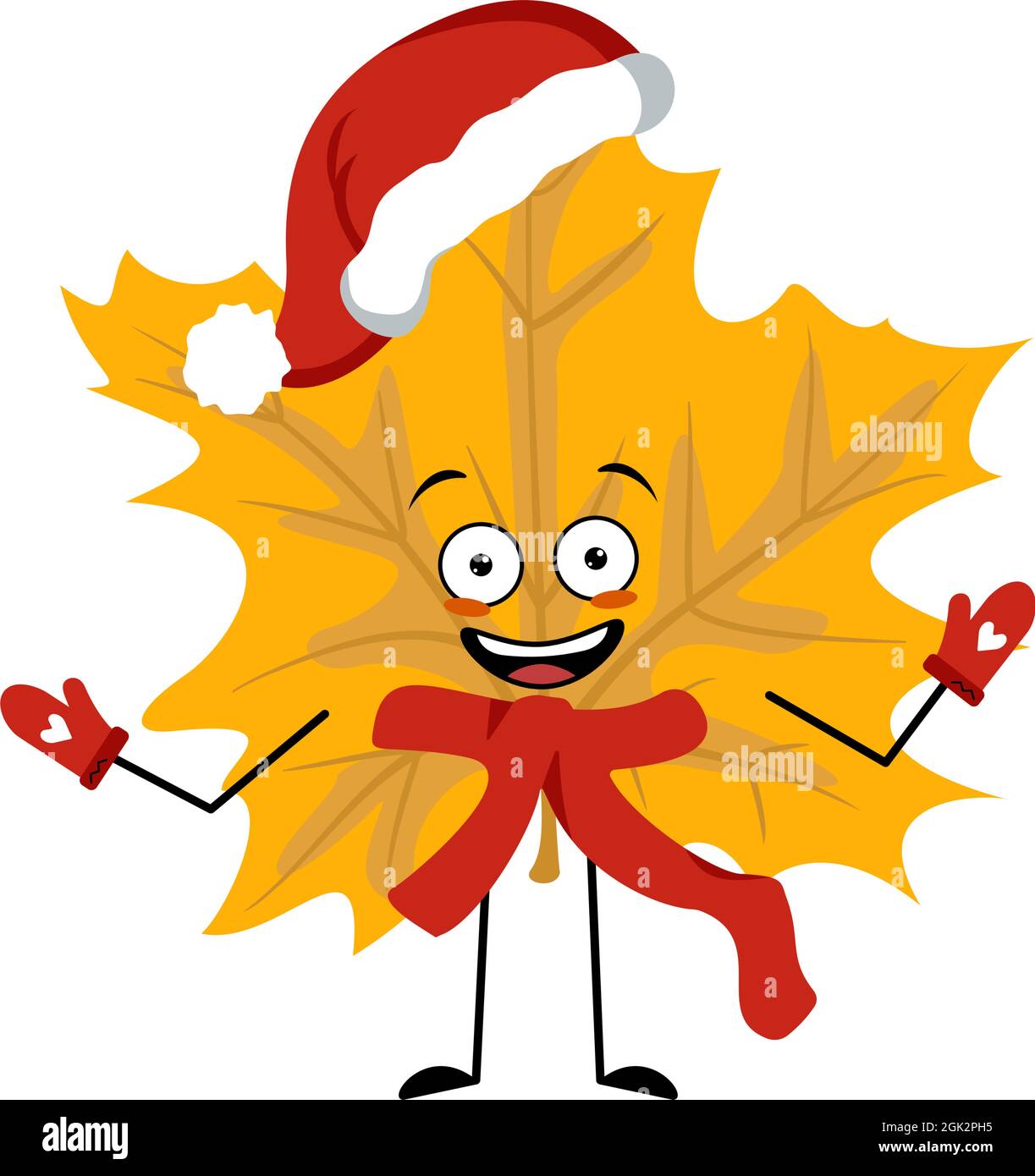 Maple leaf character with joyful emotions, smile face, happy eyes, arms ...