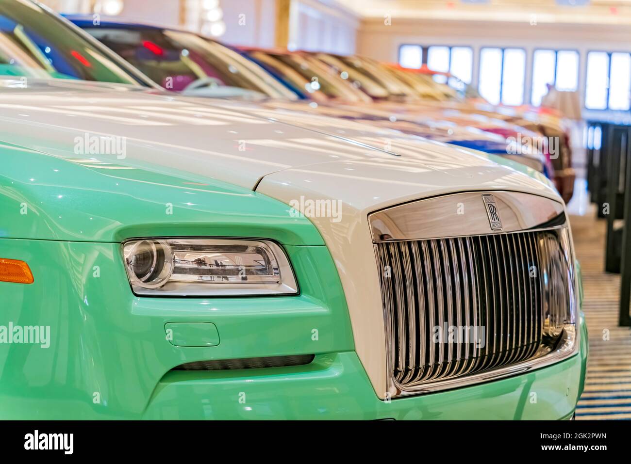 Las Vegas, JUL 30, 2021 - Luxury car display in the Resorts World Stock ...