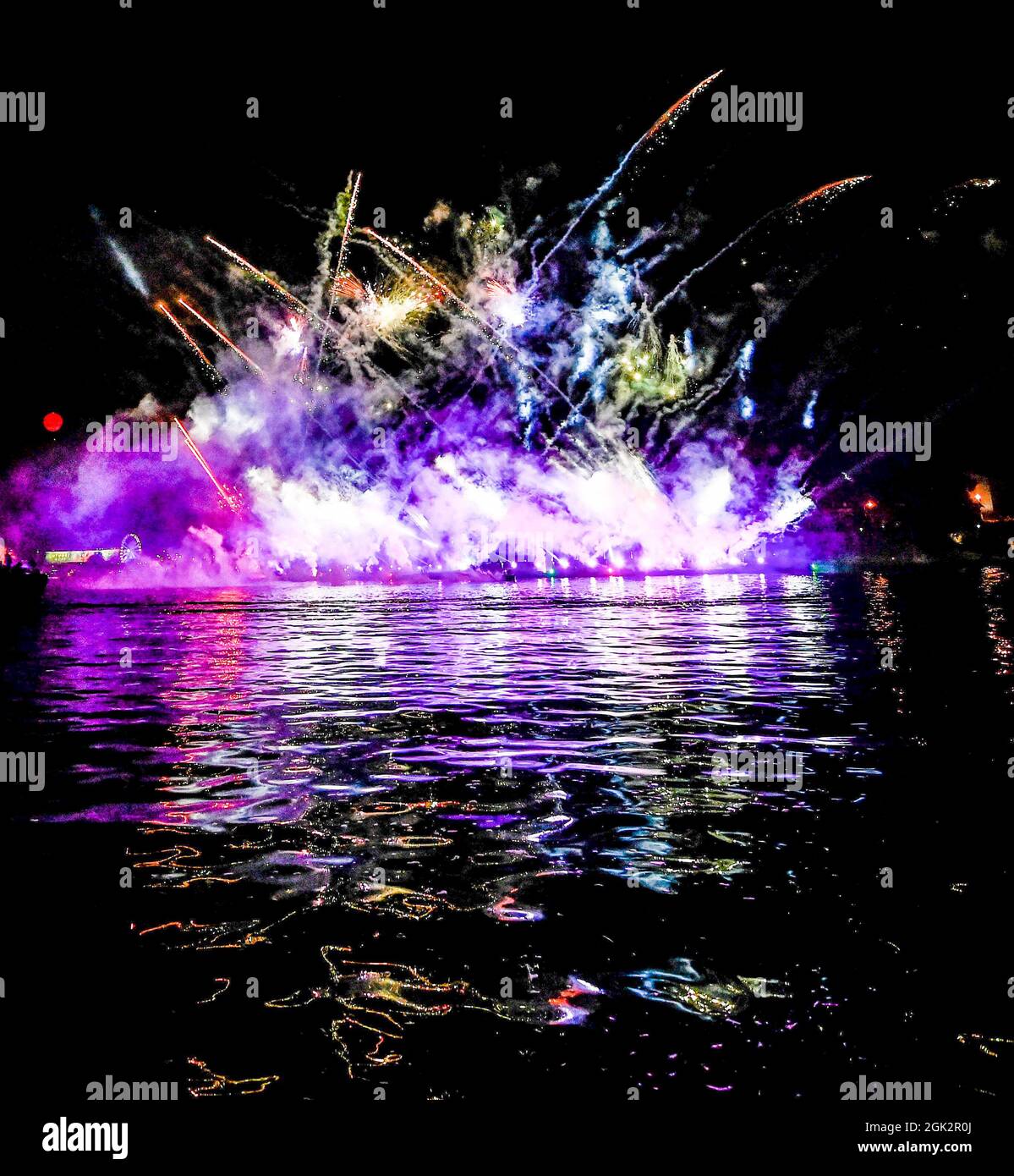 Fireworks and pyrotechnics show. The Great Parade of Dragons in Krakow ...