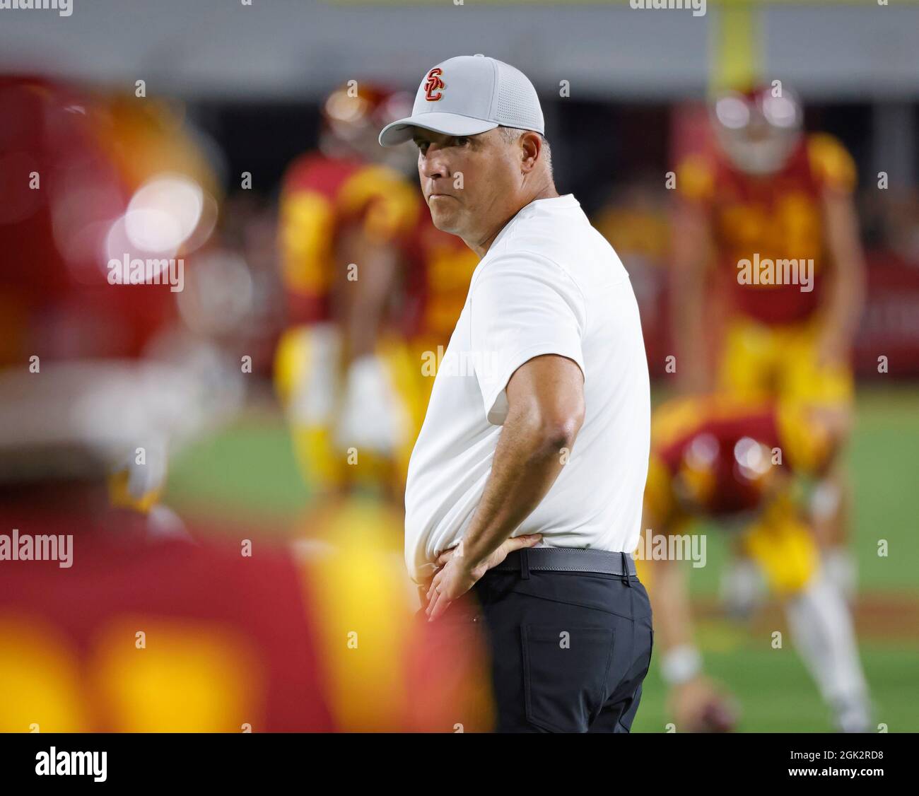 September 11, 2021 USC Trojans head coach Clay Helton in action during ...