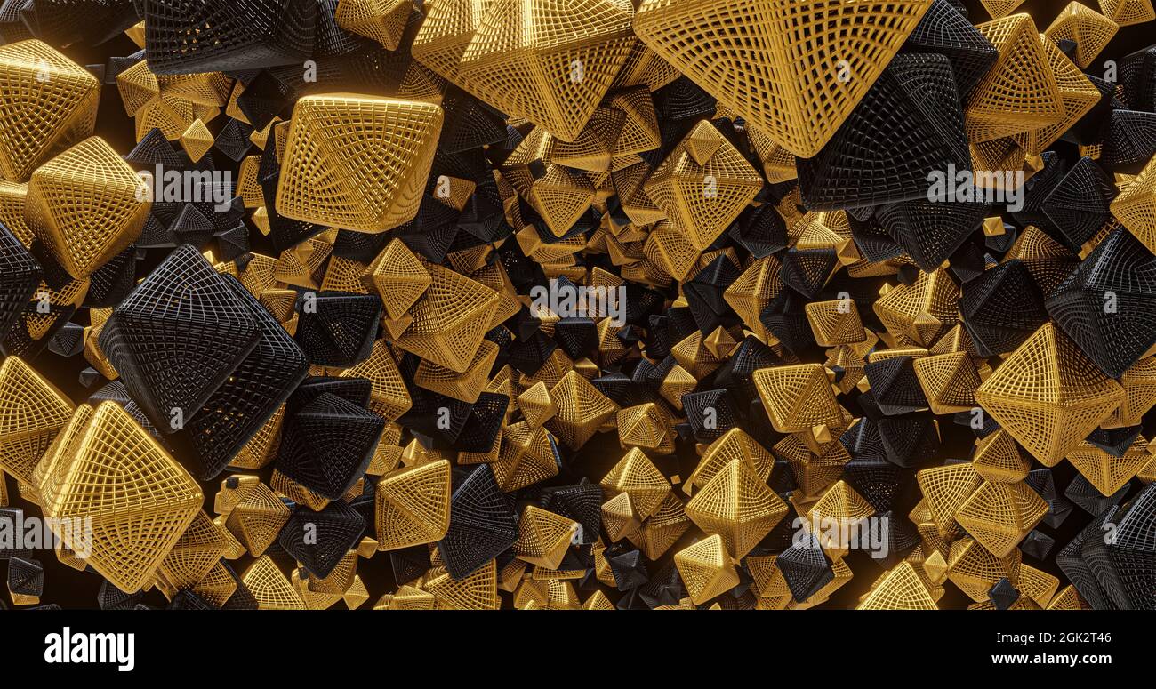 Gold and black geometric shapes, octahedron. For logo and title ...